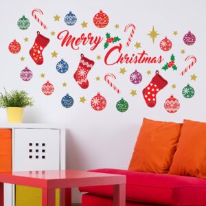 wallflexi christmas decorations wall stickers " merry christmas decoration set" wall murals decals living room children nursery school restaurant cafe hotel home office décor, multicolour