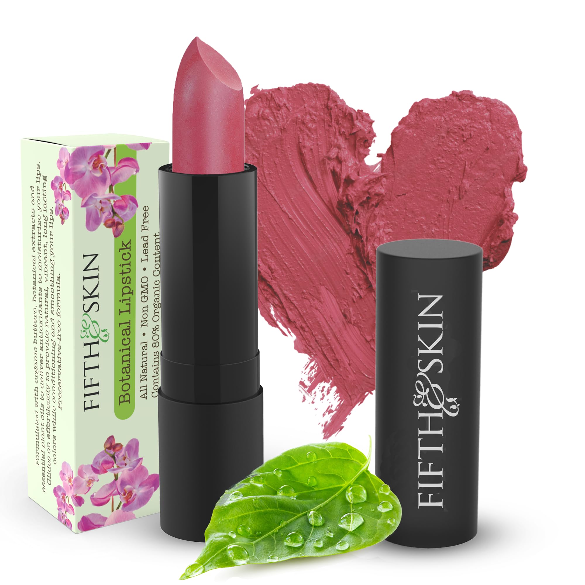 Fifth & Skin BOTANICAL Lipstick (POMEGRANATE) | Vegan | Natural | Organic | Certified Cruelty Free | Paraben Free | Petroleum Free | Healthy | Moisturizing | Vibrant Color that's Good for your Lips!