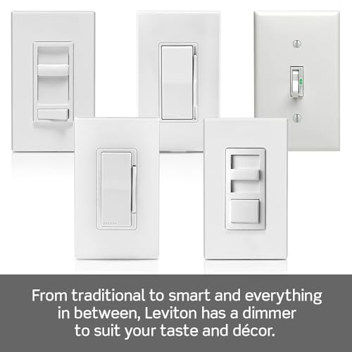 Leviton Toggle Slide Dimmer Switch for Dimmable LED, Halogen and Incandescent Bulbs, TSL06-1LT, Light Almond