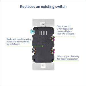 Leviton Toggle Slide Dimmer Switch for Dimmable LED, Halogen and Incandescent Bulbs, TSL06-1LT, Light Almond