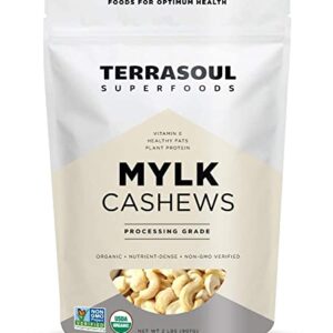 Terrasoul Superfoods Organic Raw Cashews (Mylk Grade), 2 Lbs, Premium Quality for Snacking, Desserts, Cashew Milk and Nut Butter Making