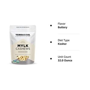 Terrasoul Superfoods Organic Raw Cashews (Mylk Grade), 2 Lbs, Premium Quality for Snacking, Desserts, Cashew Milk and Nut Butter Making