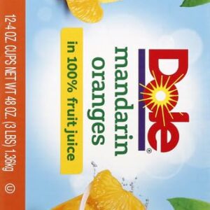 Dole Fruit Bowls Mandarin Oranges in 100% Juice Snacks, 4oz 12 Total Cups, Gluten & Dairy Free, Bulk Lunch Snacks for Kids & Adults