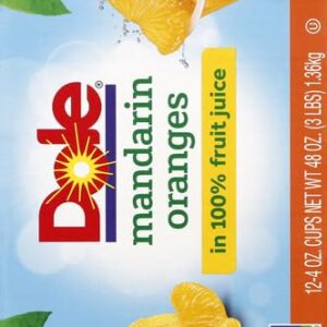 Dole Fruit Bowls Mandarin Oranges in 100% Juice Snacks, 4oz 12 Total Cups, Gluten & Dairy Free, Bulk Lunch Snacks for Kids & Adults