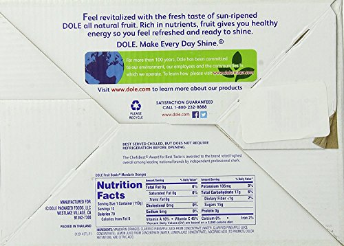 Dole Fruit Bowls Mandarin Oranges in 100% Juice Snacks, 4oz 12 Total Cups, Gluten & Dairy Free, Bulk Lunch Snacks for Kids & Adults