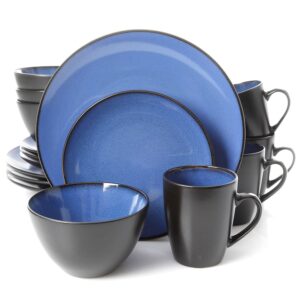 gibson soho lounge round 16pc dinnerware set, blue 93597331m