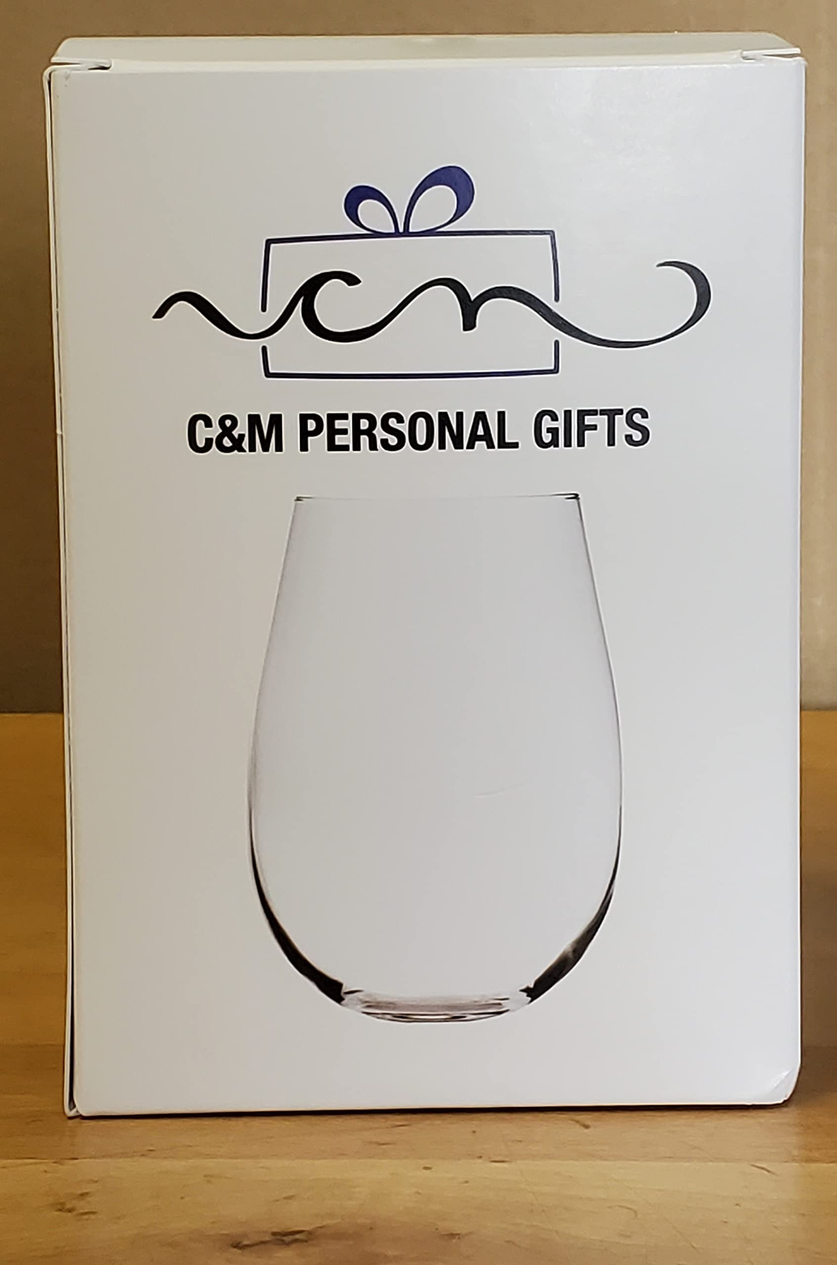 C M Dolphin stemless wine glass