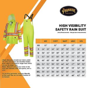 Pioneer High Visibility Safety Rain Suit, Lightweight, Waterproof, Reflective Tape, Polyester PVC, Yellow/Green, Unisex, V1080160U-L, Large