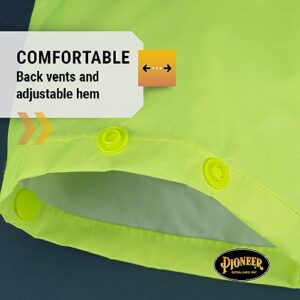 Pioneer High Visibility Safety Rain Suit, Lightweight, Waterproof, Reflective Tape, Polyester PVC, Yellow/Green, Unisex, V1080160U-L, Large