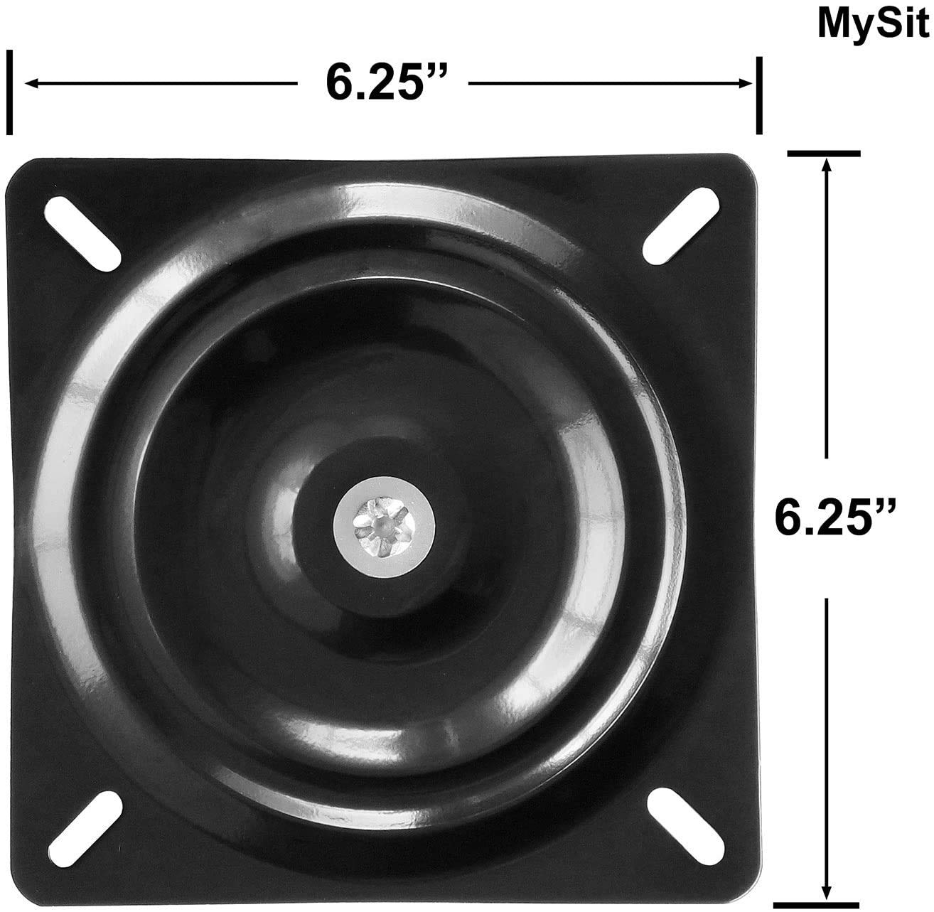 MySit 6.25" Heavy Duty Bar Stool Swivel Plate Replacement, Square Swivel Mechanism for Recliner Chair or Furniture - Ball Bearing Swivel Boat Seat