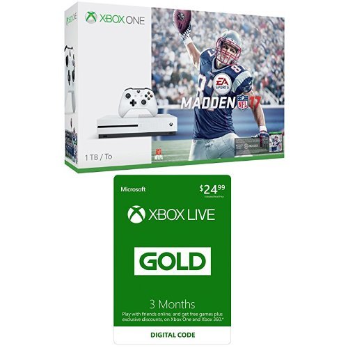 Xbox One S 1TB Console with Madden NFL 17 + Xbox Live 3 Month Gold Membership Bundle