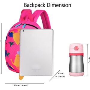 AINIBAB Toddler Dinosaur Mini Backpack with Leash Children Kids Baby Harness Bookbag (Pink)