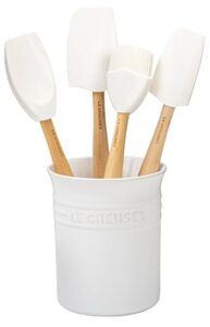 le creuset silicone craft series utensil set with stoneware crock, 5 pc., white