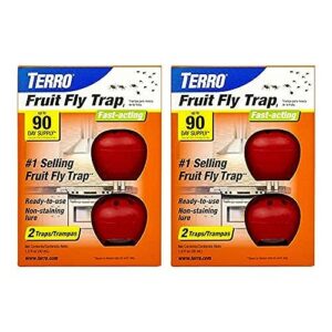 terro t2503sr ready-to-use indoor fruit fly killer and trap with built in window - 4 traps + 180 day lure supply