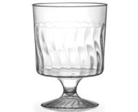 40 Count Disposable Wine Glasses 8 oz Plastic Clear Heavyweight 1-Piece Upscale by Fineline Flairware