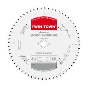 twin-town 8-1/4-inch 60 teeth atb fine finish thin kerf saw blade with 5/8-inch dmk arbor