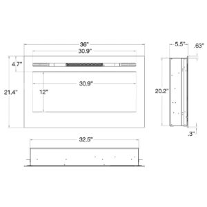 Regal Flame Lexington 35" Built-in Ventless Heater Recessed Wall Mounted Electric Fireplace - Log