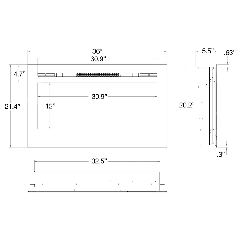 Regal Flame Lexington 35" Built-in Ventless Heater Recessed Wall Mounted Electric Fireplace - Log