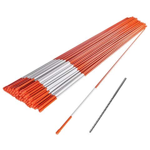 72" Driveway Markers, Snow Stakes, Plow Stakes- Includes 12" Install Bit - Orange Reflective Fiberglass 6' (20)