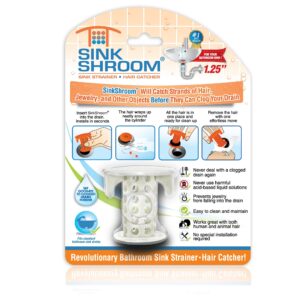 sinkshroom the revolutionary sink drain protector hair catcher/strainer/snare, white