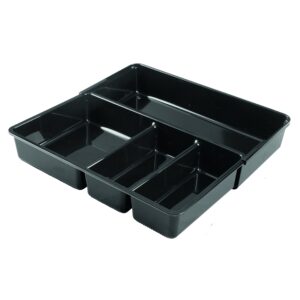 interdesign linus expandable kitchen drawer organizer for silverware, spatulas, gadgets - 12" x 7" x 2.3", black