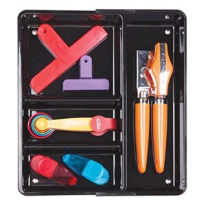 InterDesign Linus Expandable Kitchen Drawer Organizer for Silverware, Spatulas, Gadgets - 12" x 7" x 2.3", Black