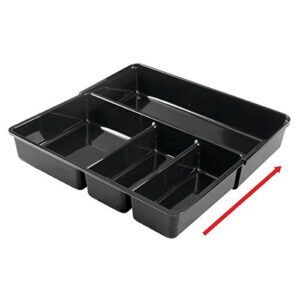 InterDesign Linus Expandable Kitchen Drawer Organizer for Silverware, Spatulas, Gadgets - 12" x 7" x 2.3", Black