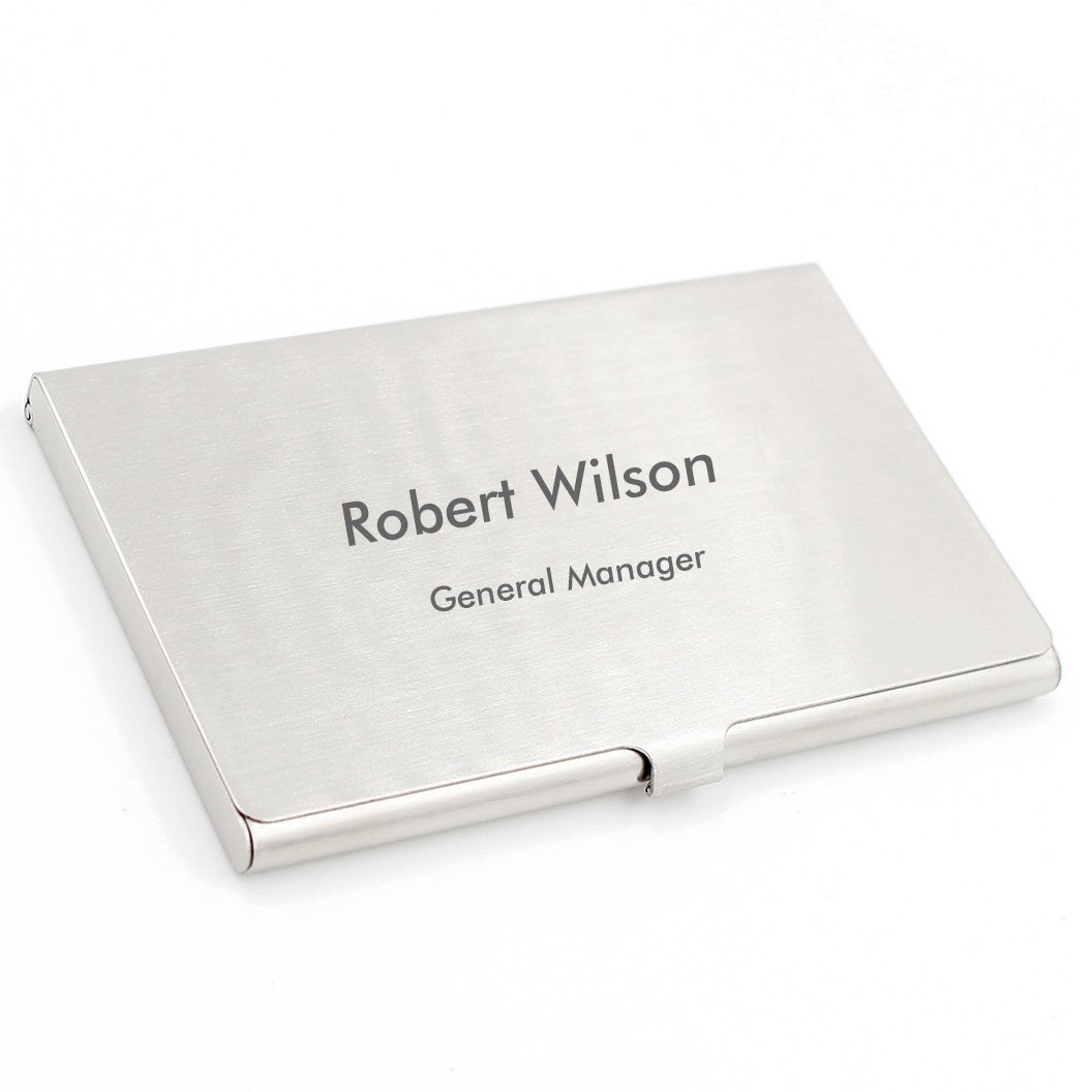 OACREMEMBERED Personalized Silver Brushed Stainless Steel Business Card Holder Case - Free Engraving