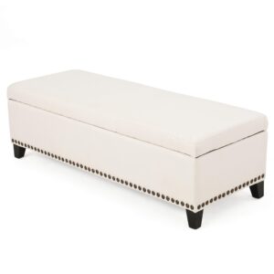 christopher knight home isra fabric ottoman, beige