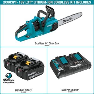 Makita XCU03PT 18V X2 (36V) LXT Lithium-Ion Brushless Cordless (5.0Ah) 14" Chain Saw Kit, Teal