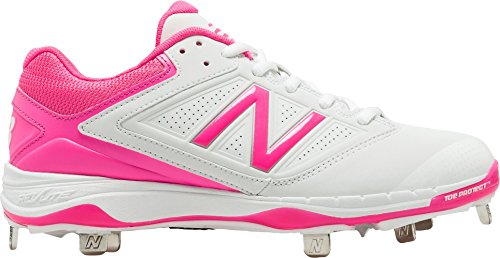 New Balance New Womens Low Cut Pink Ribbon Softball Metal Cleat White/Pink Sz 5M