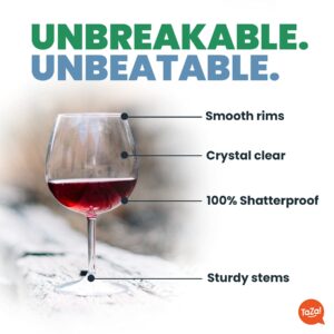 Unbreakable Red Wine Glasses with Stem 22oz Set of 4, Shatterproof Tritan Plastic Stemmed Outdoor Glasses, Reusable & Dishwasher Safe, Hot Tub, Travel, Camping, Beach & Pool Wine Glasses