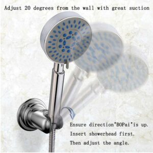 BOPai Vacuum Suction Cup Shower Head Holder,Adjustable 20 Degrees From the Wall