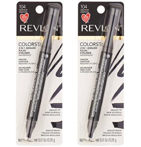 revlon colorstay 2 in 1 angled kajal waterproof eyeliner, 104 graphite (pack of 2)