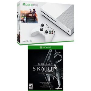 xbox one s 500gb console - battlefield 1 bundle + the elder scrolls v: skyrim - special edition