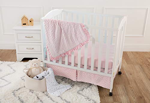 American Baby Company Heavenly Soft Minky Dot 3-Piece Mini/Portable Crib Bedding Set, Pink, for Girls