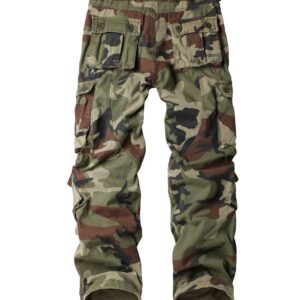 AKARMY Men's Casual Cargo Pants Military Army Camo Pants Combat Work Pants with 8 Pockets(No Belt) Battlefield Camo 32