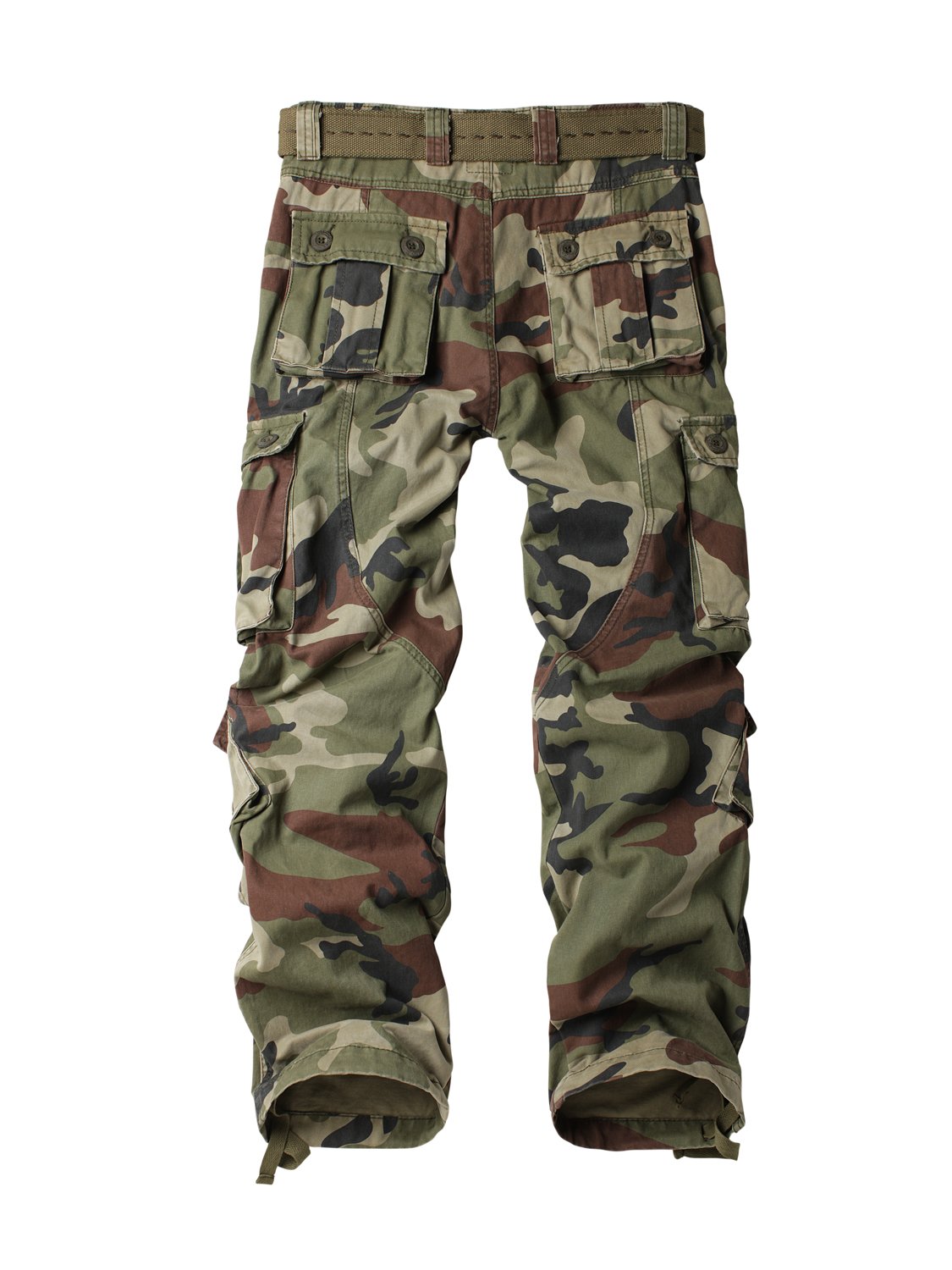 AKARMY Men's Casual Cargo Pants Military Army Camo Pants Combat Work Pants with 8 Pockets(No Belt) Battlefield Camo 32