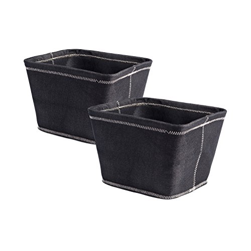 DII Variegated Trapezoid Storage Bin, Zig Zag Stitch, Black, Medium