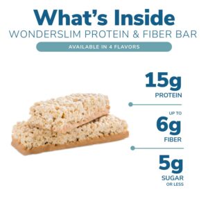 WonderSlim Protein & Fiber Bar, Salted Toffee Pretzel, 15g Protein, 7g Fiber, Gluten Free (7ct)