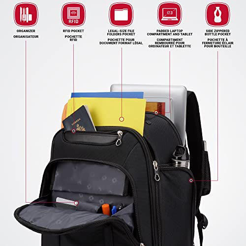 SWISSGEAR Carry-On Backpack with Quick Access Laptop Section - Fits laptops up to 17.3-Inch and Tablets - Black (SWA2328BD), Black, under-seat, Laptop