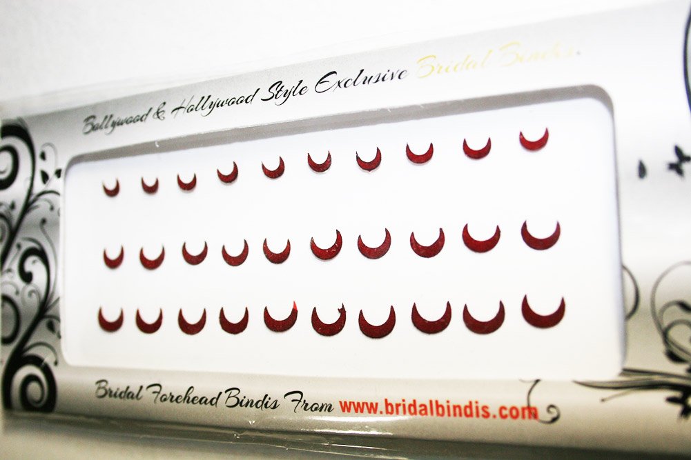 30 Half Moon Bindis in Crescent Shape/Bindi Stickers/Face Jewel Big Pack - BB7