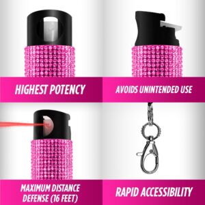 Guard Dog Security Bling it On Pepper Spray, Keychain with Safety Twist Top, Mini and Easy Carry, Lightweight and Fashionable, Maximum Police Strength OC Spray, 16 Feet Range