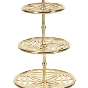 Deco 79 Aluminum 3 Tiered Tiered Server, 13" x 13" x 21", Gold