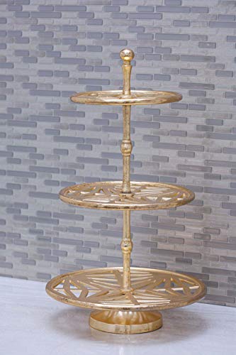 Deco 79 Aluminum 3 Tiered Tiered Server, 13" x 13" x 21", Gold