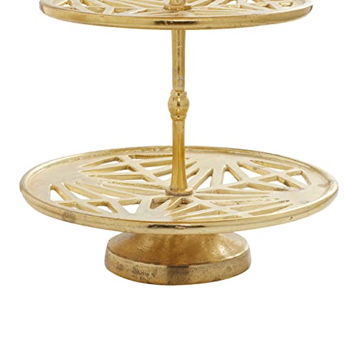 Deco 79 Aluminum 3 Tiered Tiered Server, 13" x 13" x 21", Gold