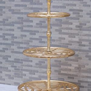 Deco 79 Aluminum 3 Tiered Tiered Server, 13" x 13" x 21", Gold