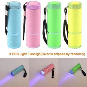 Coolrunner 3pcs LED Flashlight, Small Glow Flashlights with 9 LED Lights, Portable Light Nail Dryer for Nail Gel (MIXCOLOR)