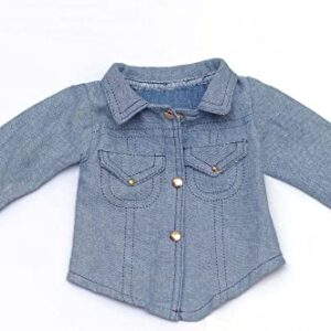 Sweet Dolly 4PC Doll Clothes Denim Jacket Tank Top Leggings Shoes for American 18 inch Doll