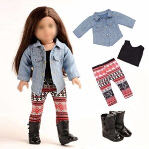 sweet dolly 4pc doll clothes denim jacket tank top leggings shoes for american 18 inch doll